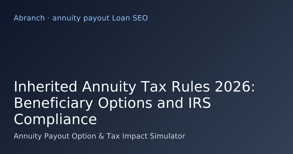 Inherited Annuity Tax Rules 2026: Beneficiary Options and IRS Compliance