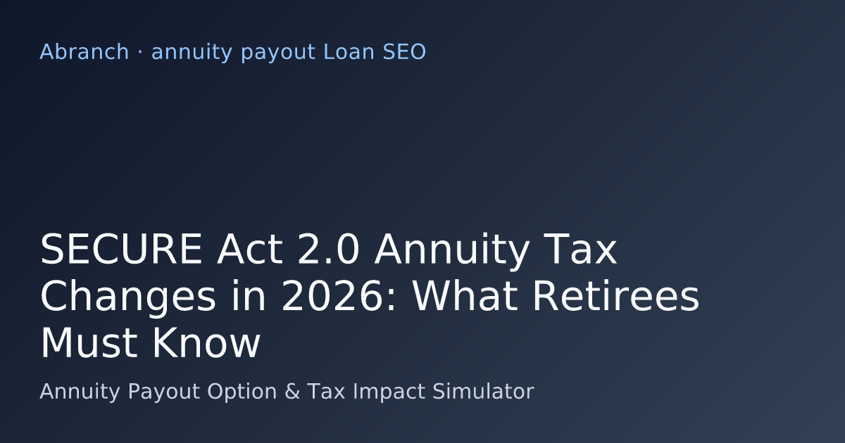 SECURE Act 2.0 Annuity Tax Changes in 2026: What Retirees Must Know